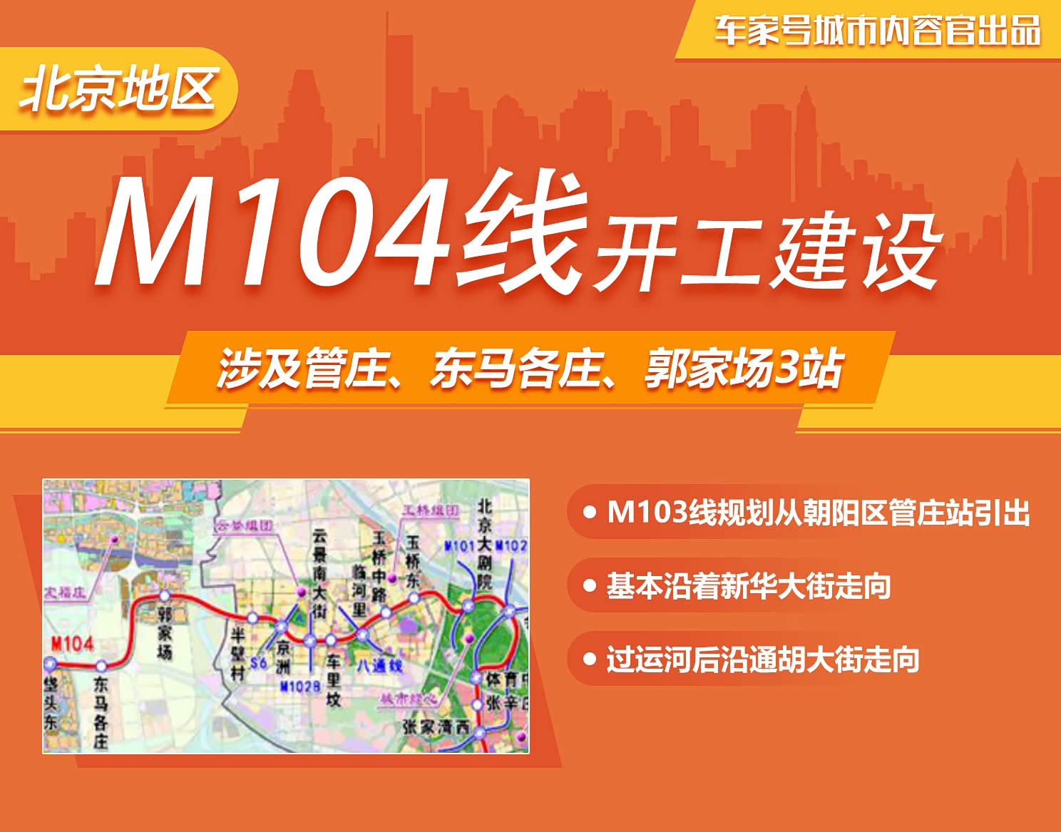 开工建设M103线和M104线，涉及管庄、东马各庄、郭家场3站_车家号_发现车生活_汽车之家